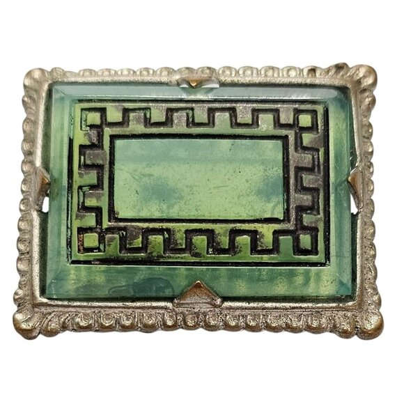 Unbranded | Jewelry | Art Deco Square Uranium Glass C Clasp Pin L962 ...